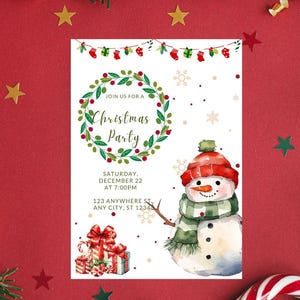 Christmas Party Invitation,holiday Party Invitation, Snowman Party ...
