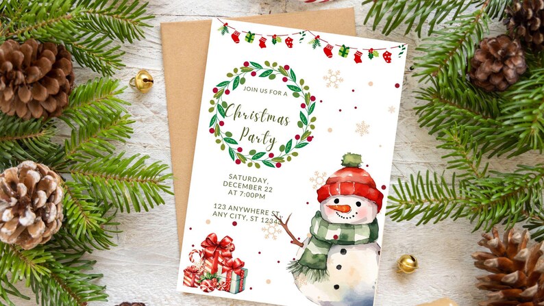 Christmas Party Invitation,holiday Party Invitation, Snowman Party ...