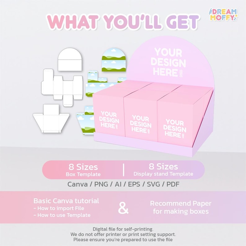Medium Blind Box and Display Stand Box Canva Template Editable DIY ...