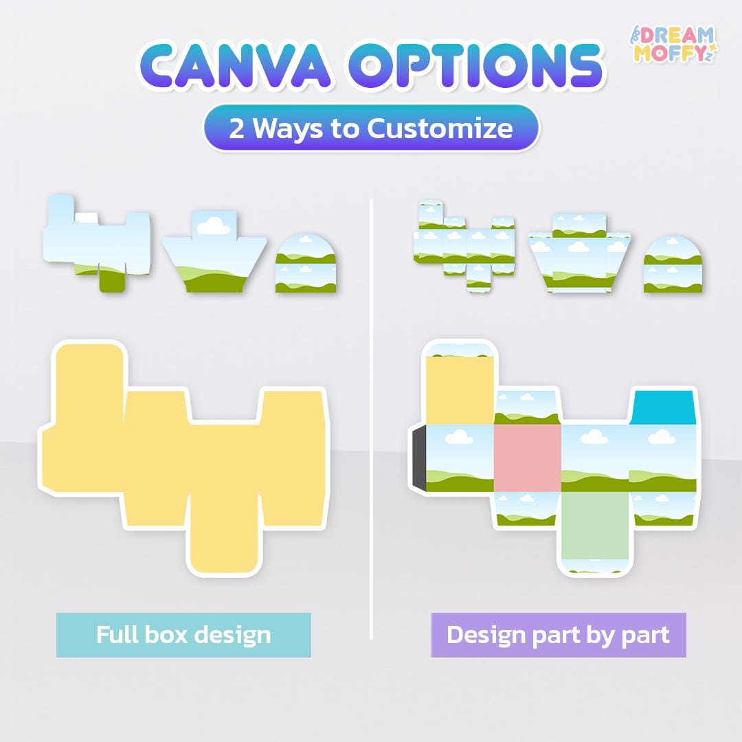 Small Display Stand Box Canva Template Editable DIY Surprise Gift Box ...
