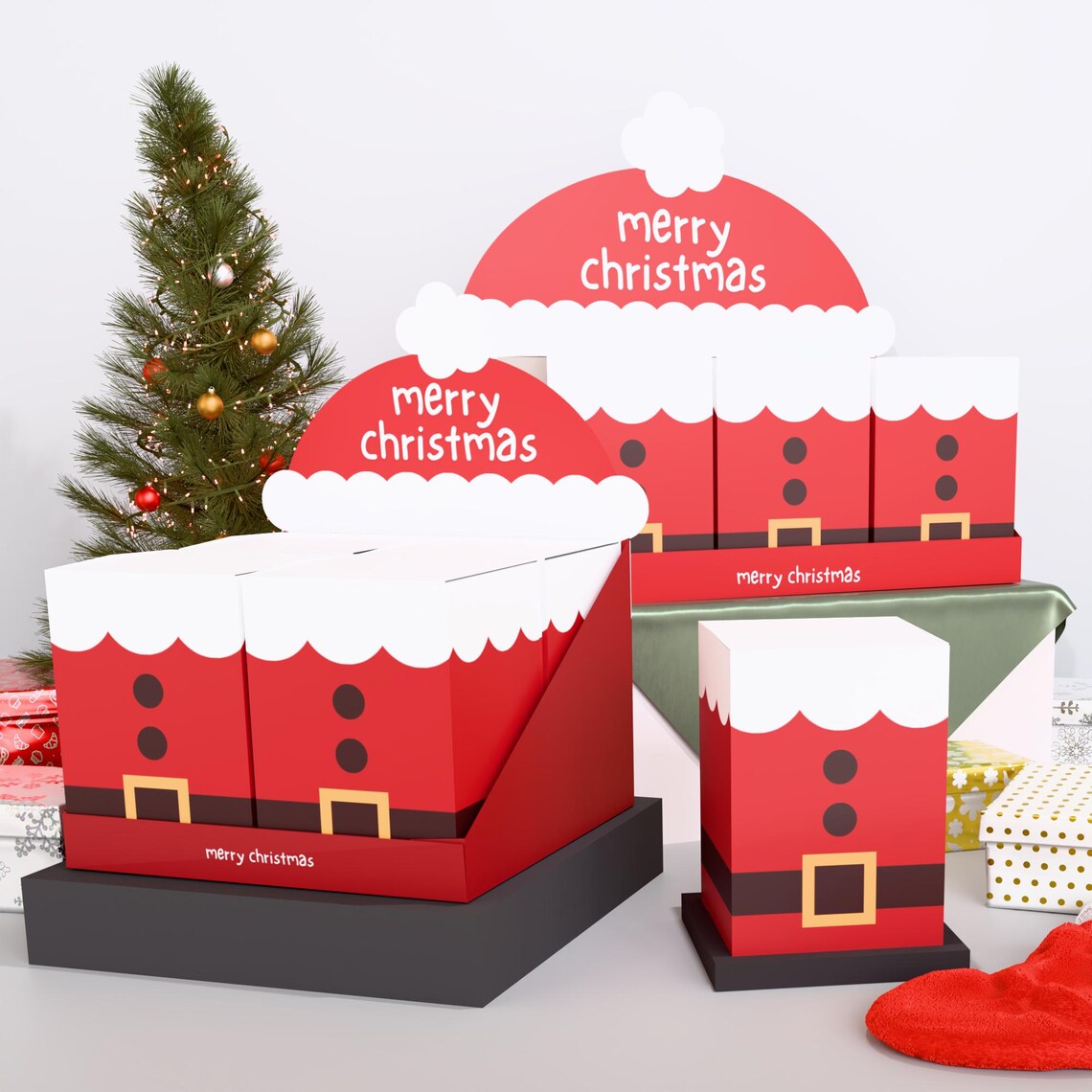 Christmas Santa Claus Blind Box Design Template Editable DIY Surprise ...