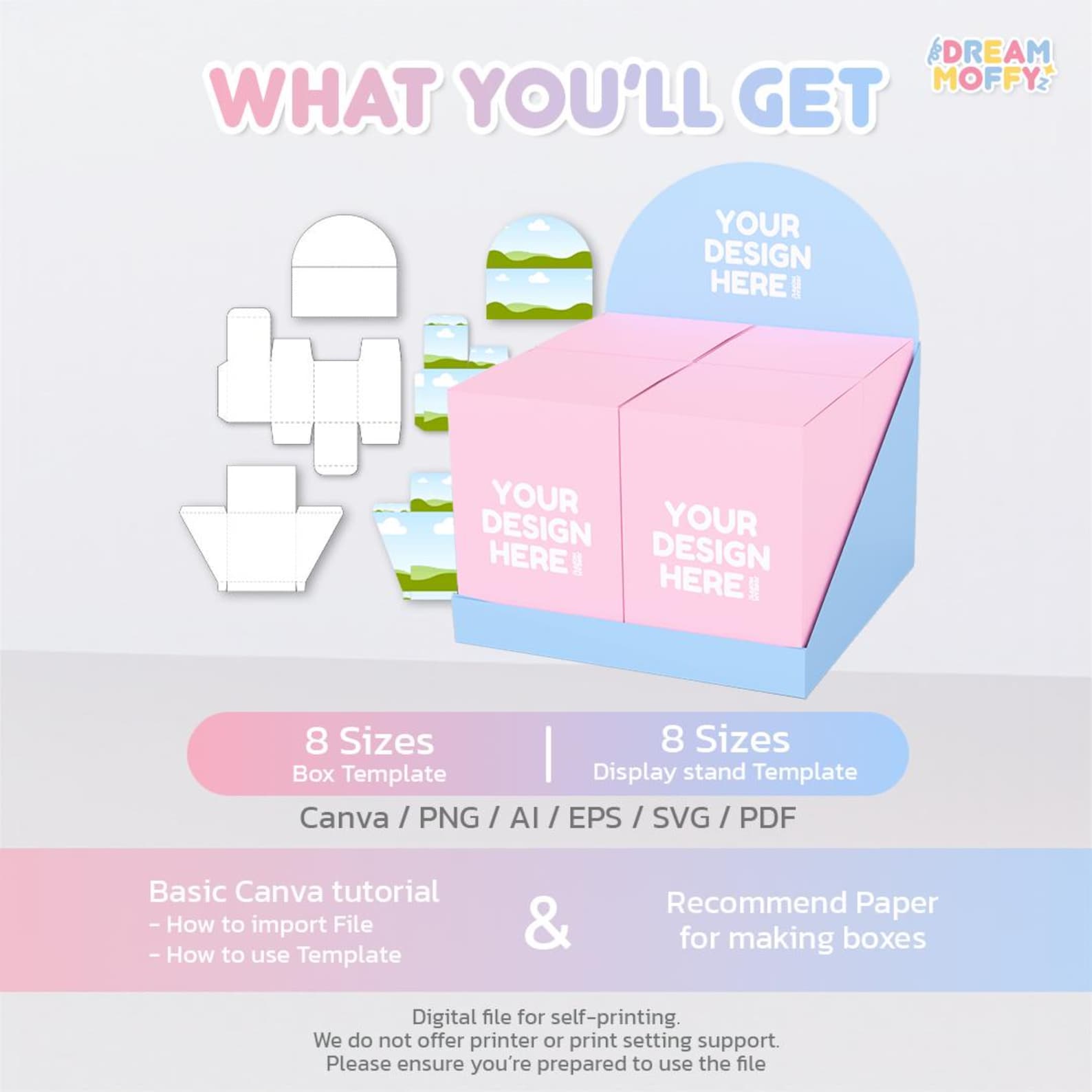 Small Blind Box and Display Stand Box Canva Template Editable DIY ...