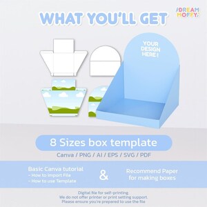 Small Display Stand Box Canva Template Editable DIY Surprise Gift Box ...