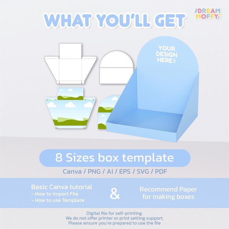 Small Display Stand Box Canva Template Editable DIY Surprise Gift Box ...