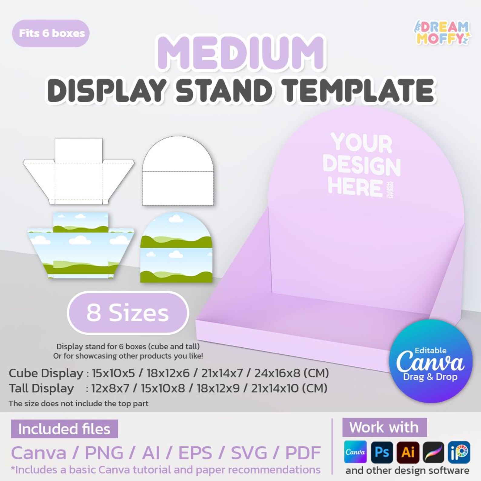 Medium Display Stand Box Canva Template Editable DIY Surprise Gift Box ...