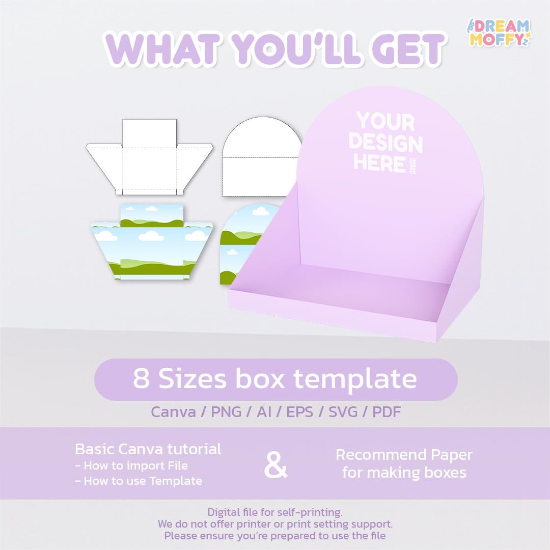 Medium Display Stand Box Canva Template Editable DIY Surprise Gift Box ...