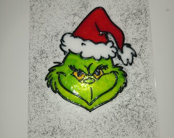 Stained Glass Grinch Window Decor, Grinch Suncatcher,christmas ...