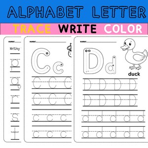 Alphabet A-Z Practice Tracing Handwriting Worksheet - Etsy