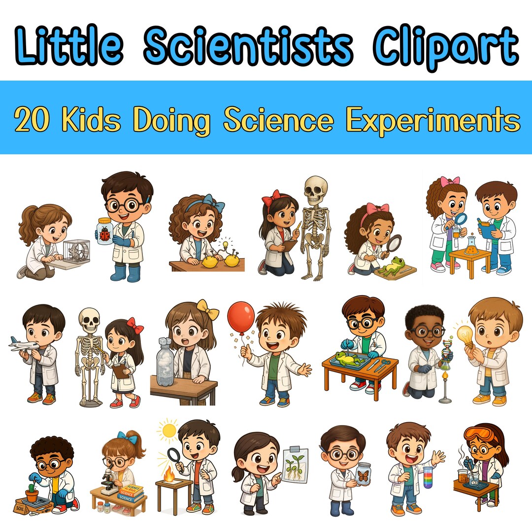 Little Scientists Clipart Bundle – 20 Science Experiment Kids - Etsy