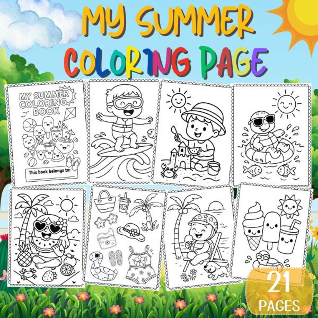 My Summer Coloring Page – 21 Fun Printable PDF Pages for Kids | Summer ...