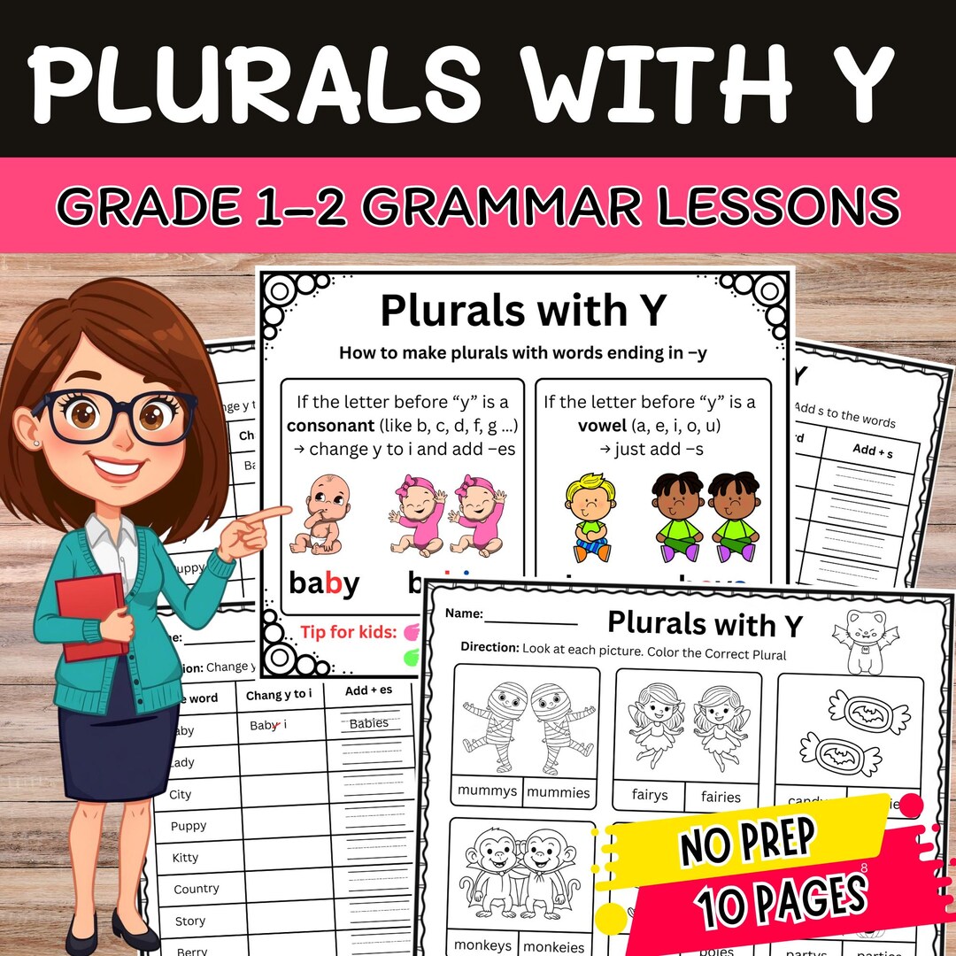 Plurals With Y Worksheets | Anchor Chart, Activities & Mini Story ...