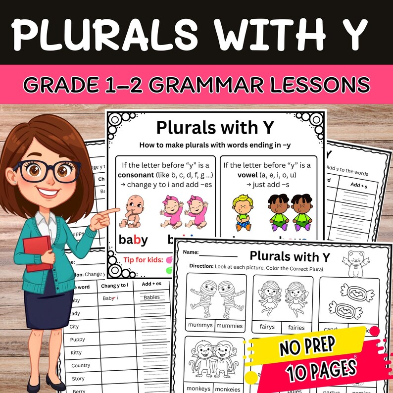 Plurals With Y Worksheets | Anchor Chart, Activities & Mini Story ...