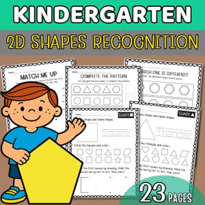 2D Shapes No Prep Worksheets | Shape Recognition, Tracing & Matching ...