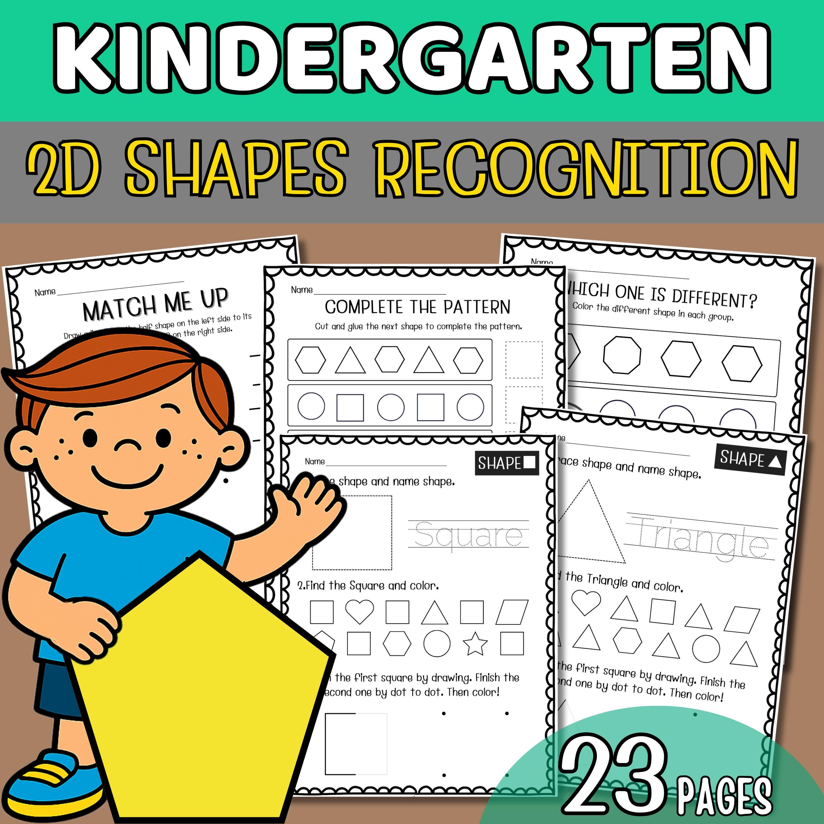 2D Shapes No Prep Worksheets | Shape Recognition, Tracing & Matching ...