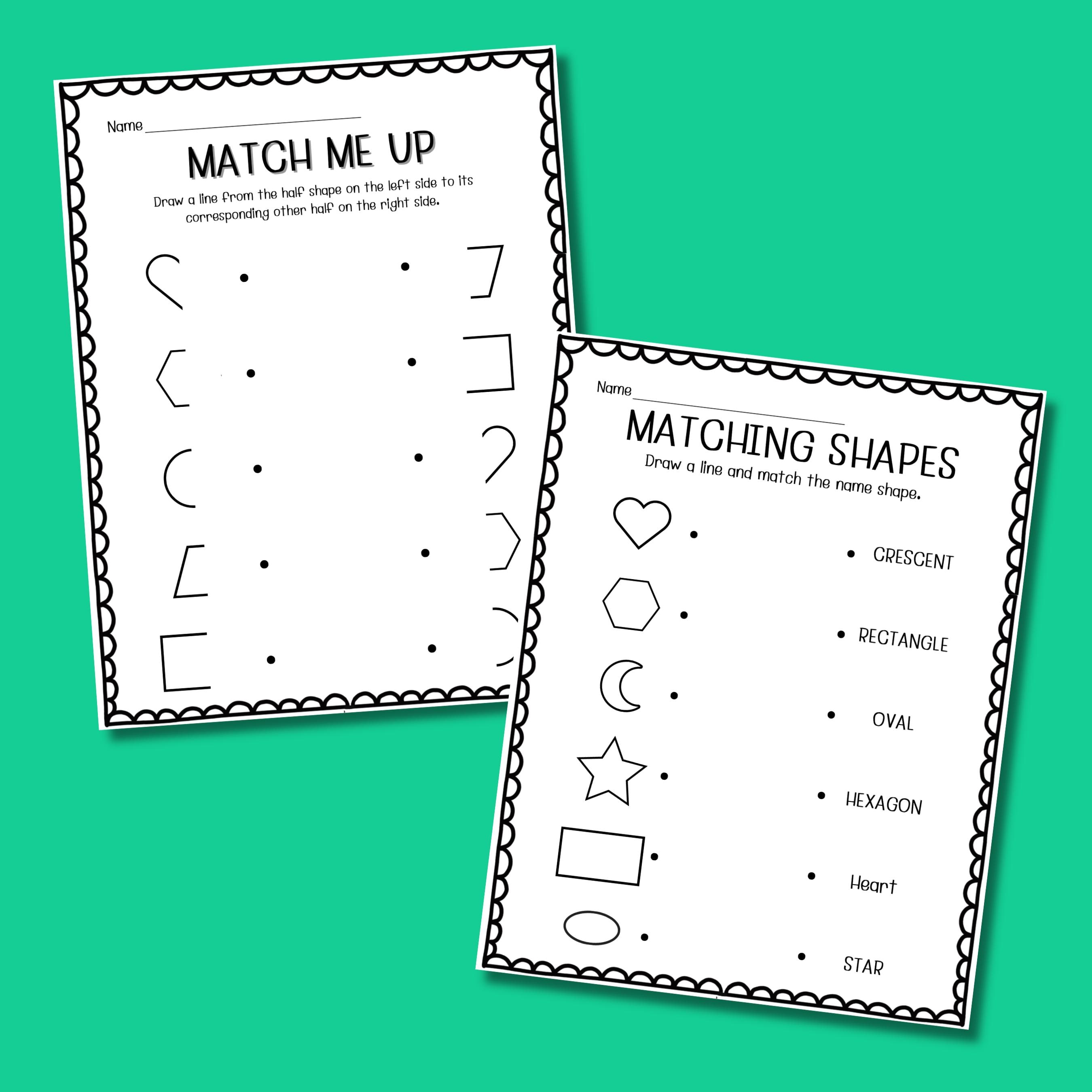 2D Shapes No Prep Worksheets | Shape Recognition, Tracing & Matching ...