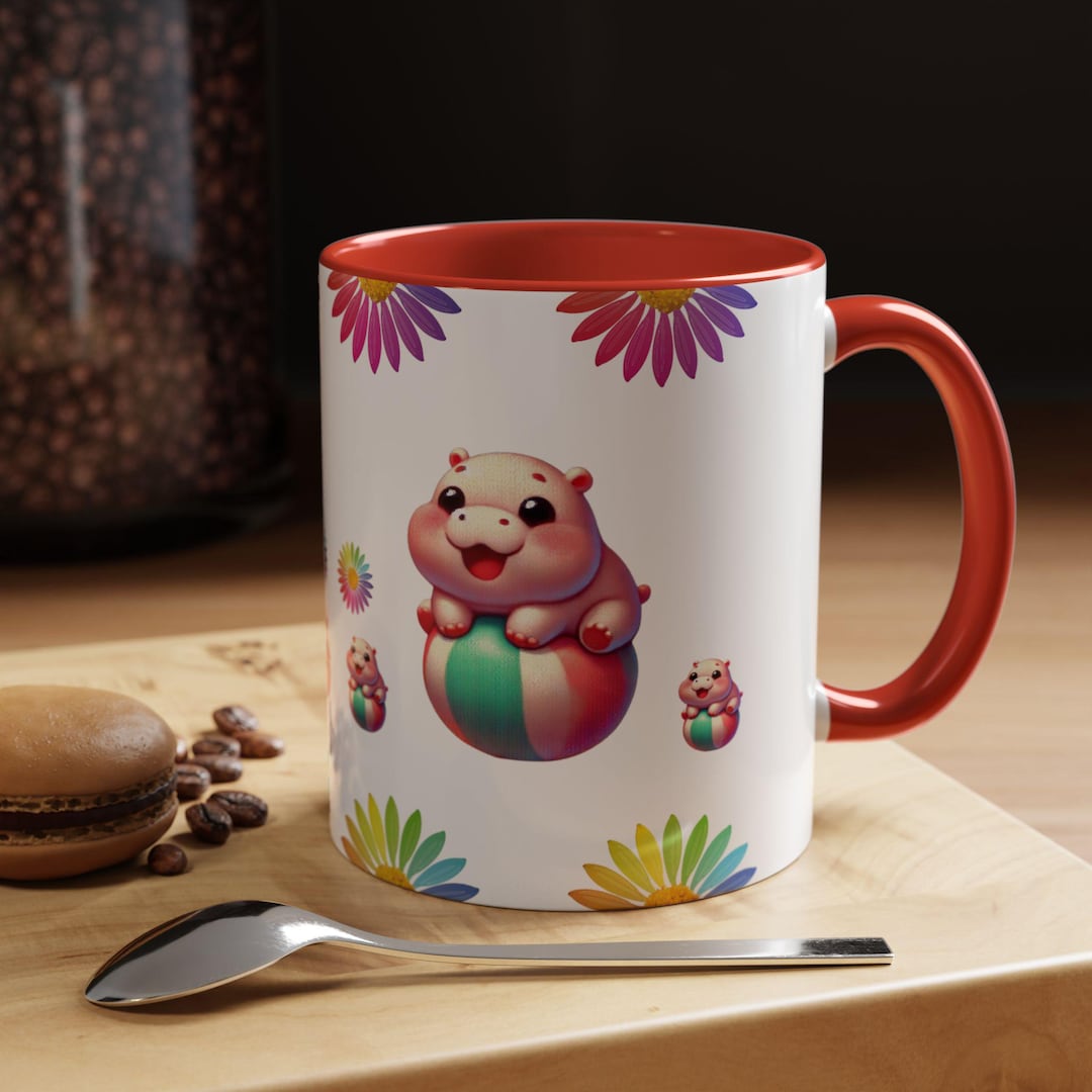Mug, Cute Hippo Coffee Cup, Thai Hippopotamus Design, Accent Mug for ...