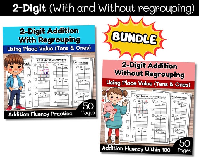 Two Digit Addition Without Regrouping Worksheets - Etsy Canada