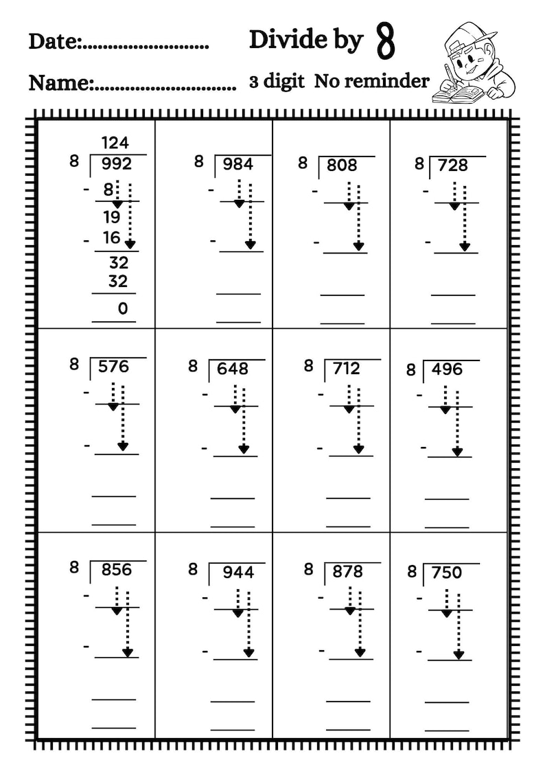 3rd Grade Division Facts Practice Worksheets - Etsy