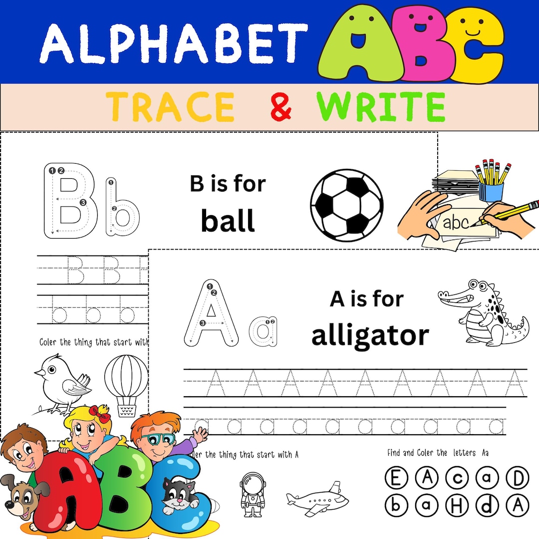 Alphabet Trace and Write Practice Sheets - Fun Letter Learning for Kids ...