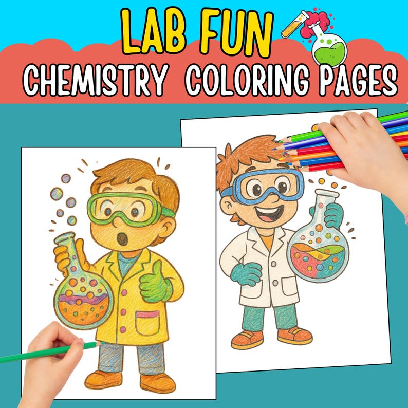 Chemistry Coloring Page | Fun Coloring Book for Kids | 22 Pages - Etsy