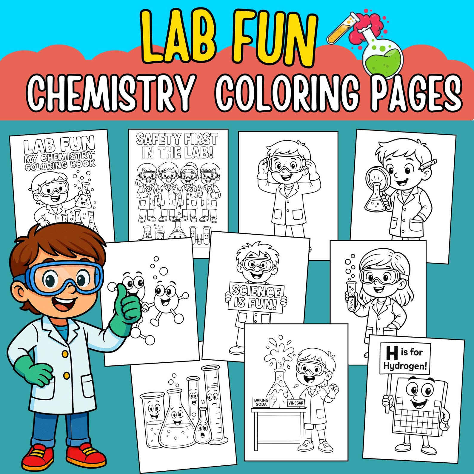 Chemistry Coloring Page | Fun Coloring Book for Kids | 22 Pages - Etsy