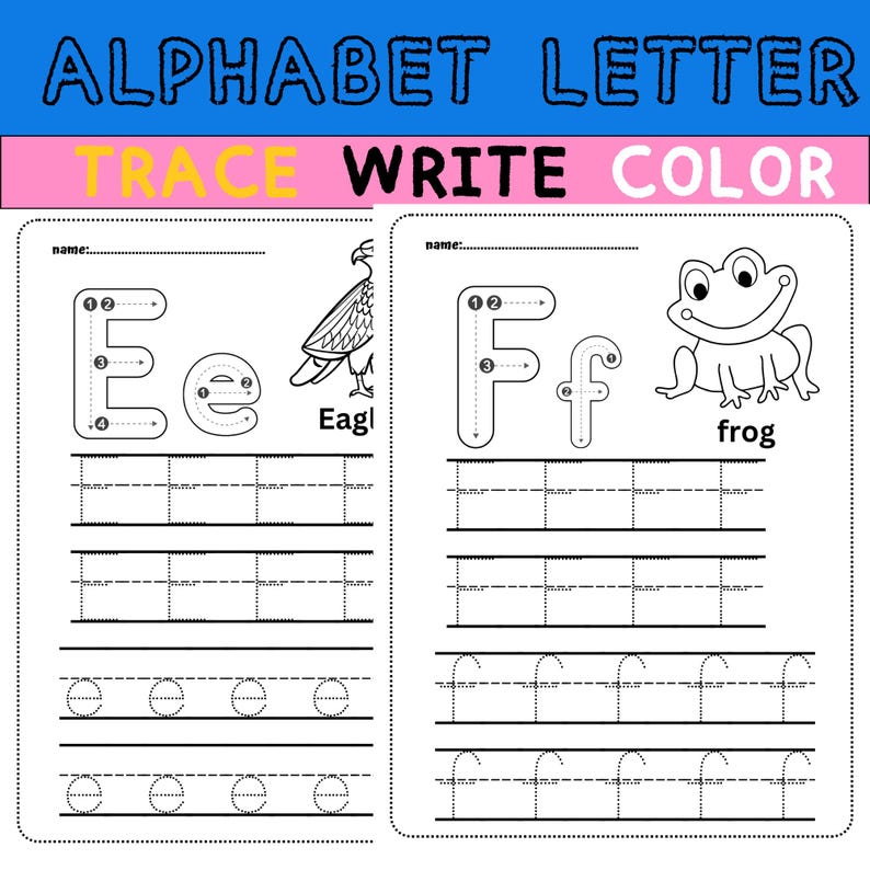 Alphabet A-Z Practice Tracing Handwriting Worksheet - Etsy