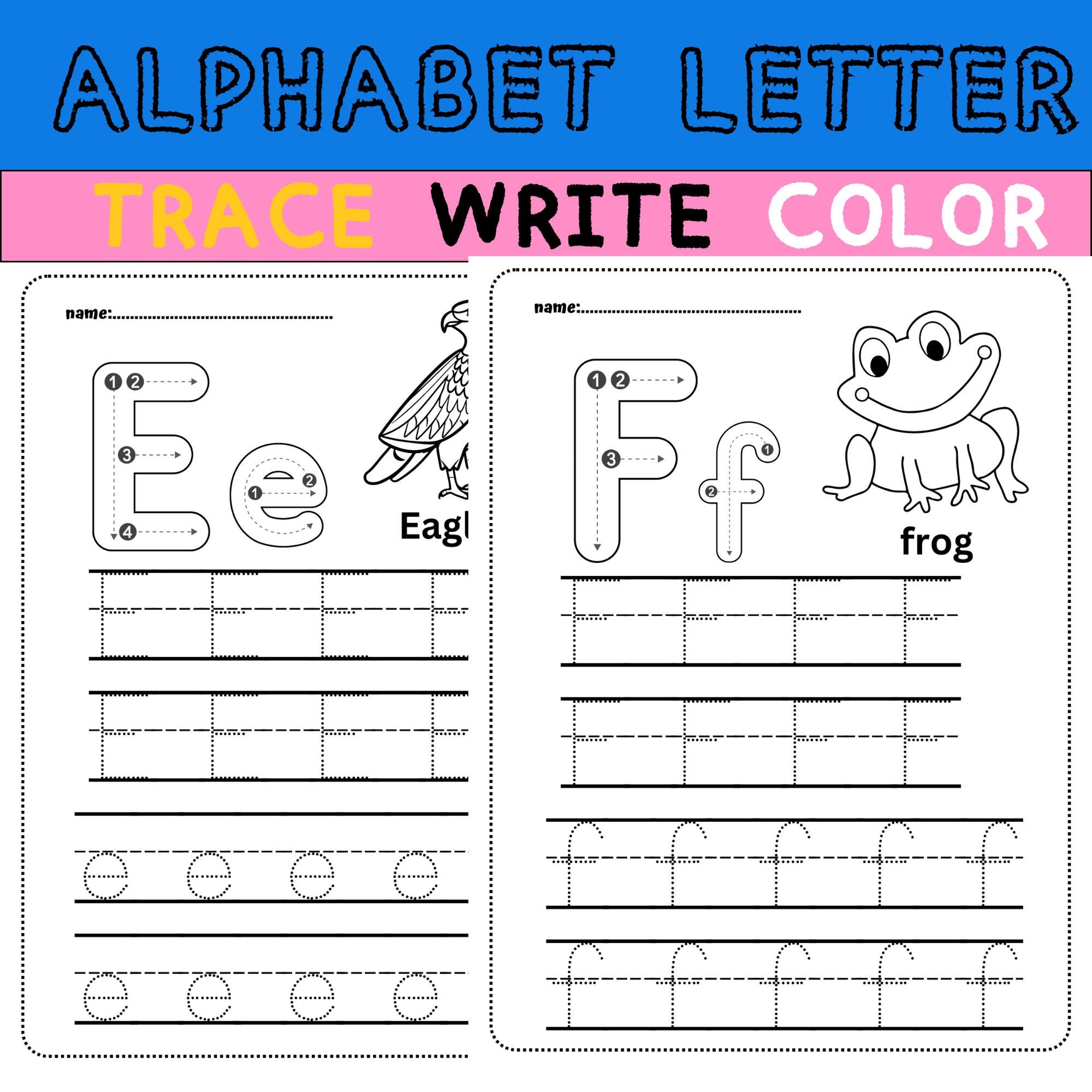 Alphabet A-Z Practice Tracing Handwriting Worksheet - Etsy