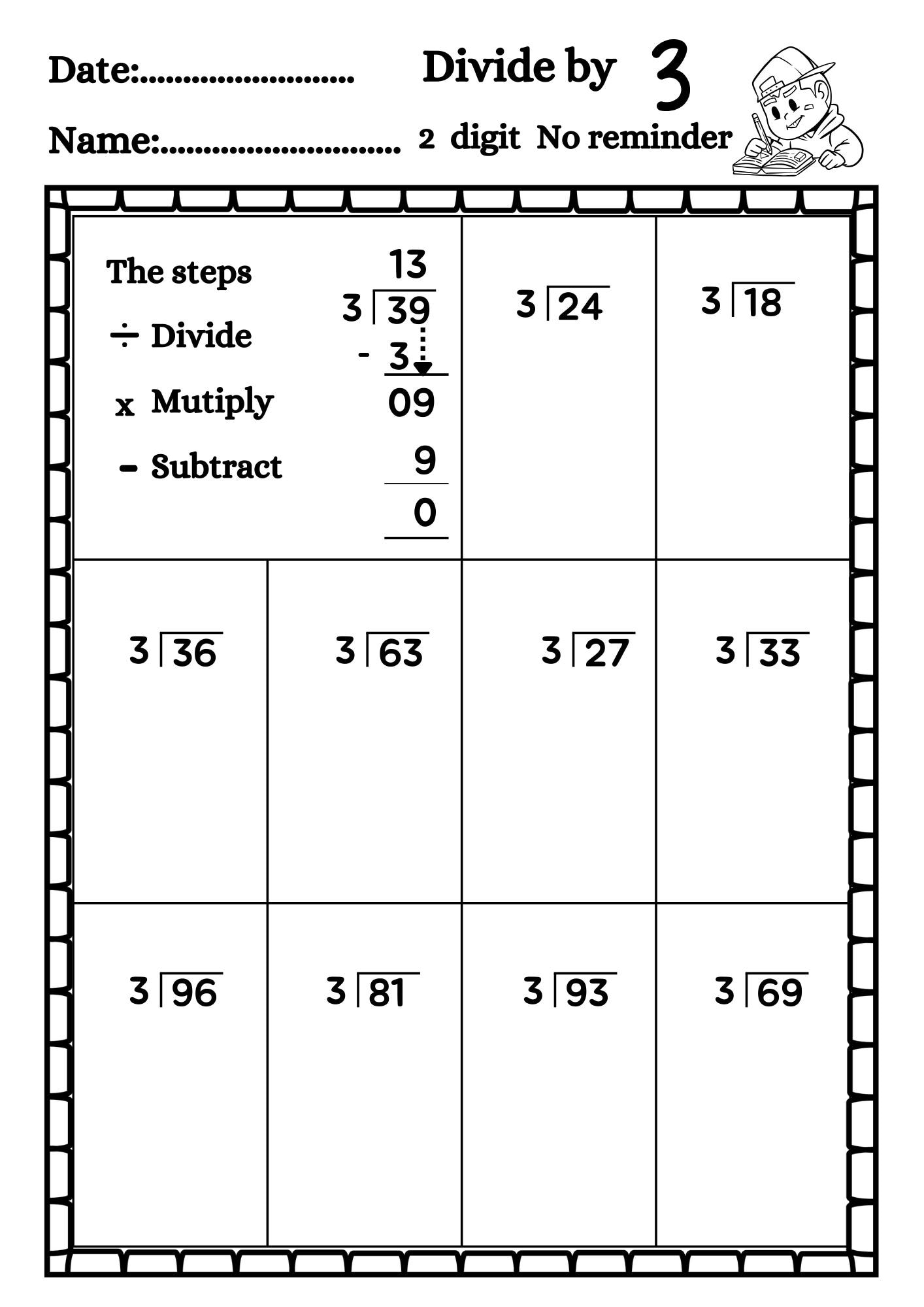 3rd Grade Division Facts Practice Worksheets - Etsy