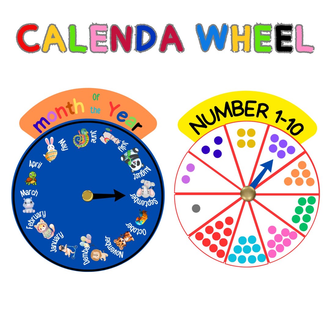 Calendar Wheel Number 1-10, Day of the Week, Month of the Year - Etsy