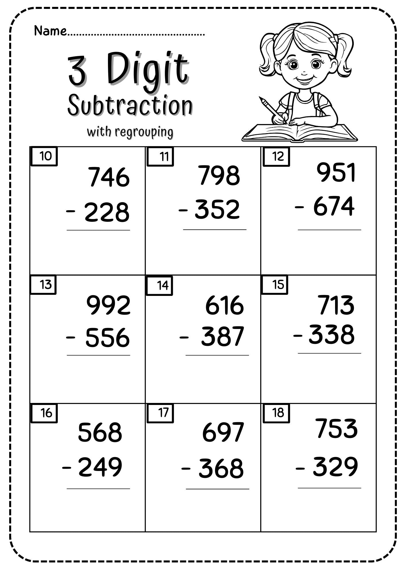 3 Digit Addition and Subtraction Worksheet - Etsy