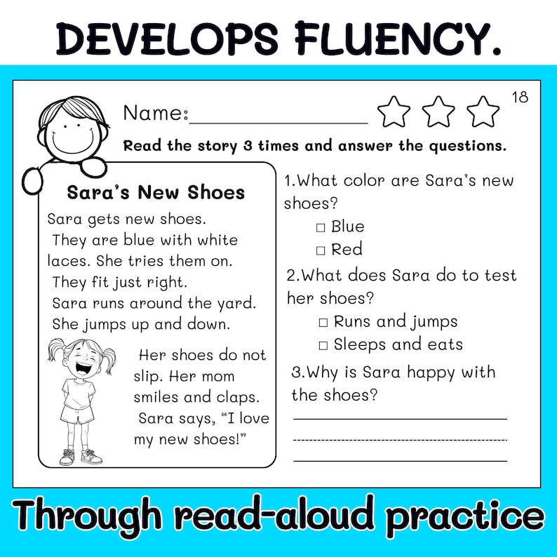 1st Grade Reading Comprehension Worksheets | 20 Decodable Passages With ...