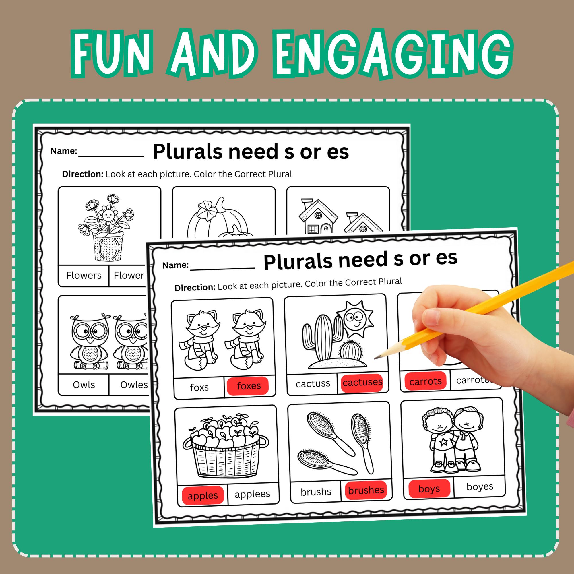Plurals With -s and -es | Sorting, Coloring, and Mini Story Practice - Etsy