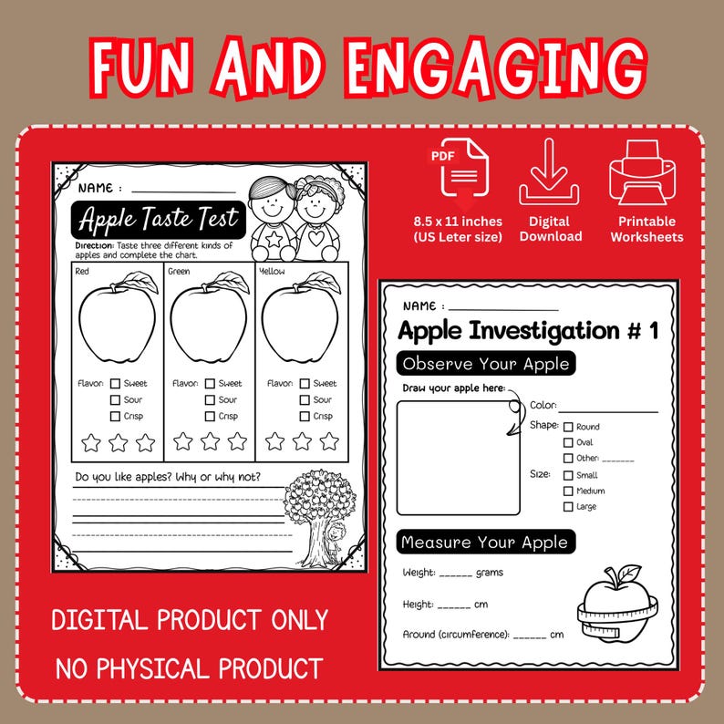 Apple Day Activities: First Grade Science Life Cycle & Math Worksheets ...