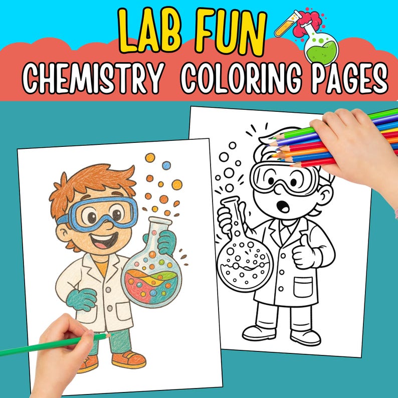 Chemistry Coloring Page | Fun Coloring Book for Kids | 22 Pages - Etsy