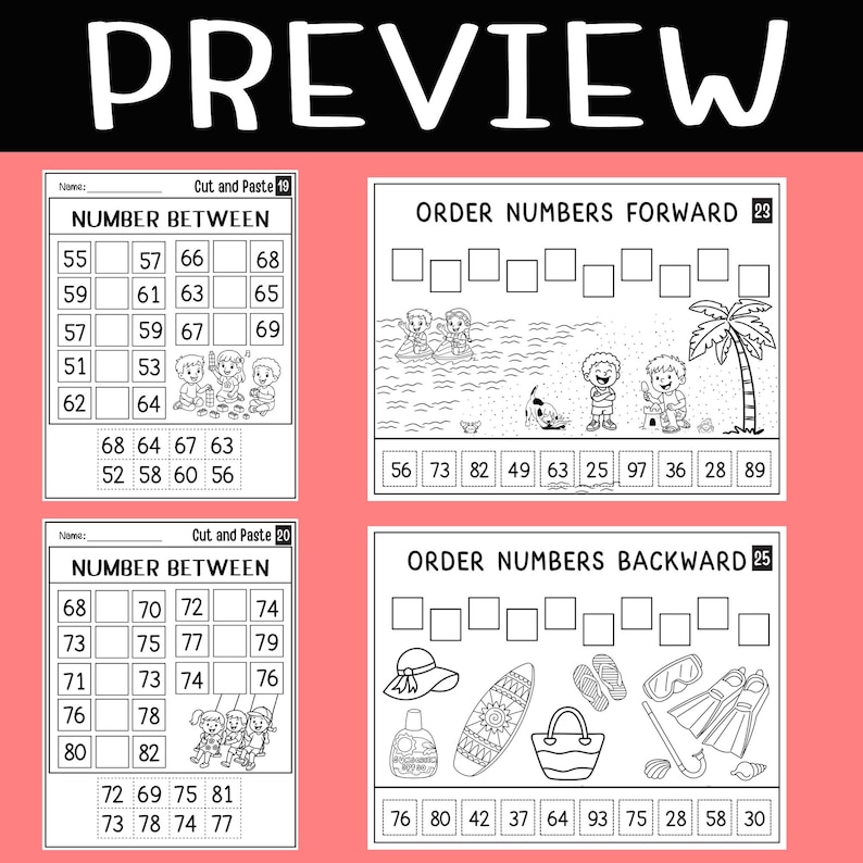 Ordering Numbers to 100 | Cut and Paste Activity | Spring Themed - Etsy