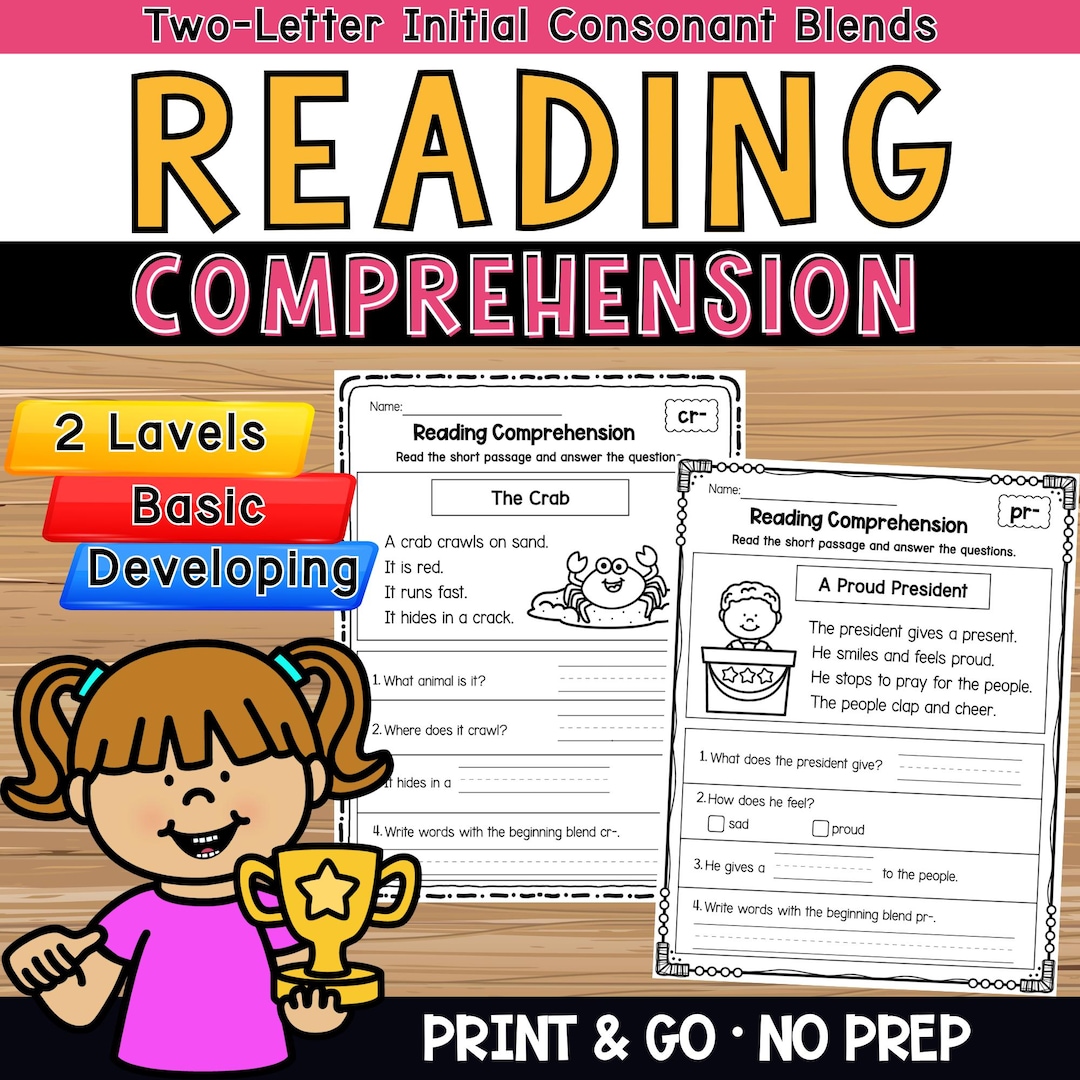 Beginning Blends Reading Comprehension Passages | Phonics (2-letter ...