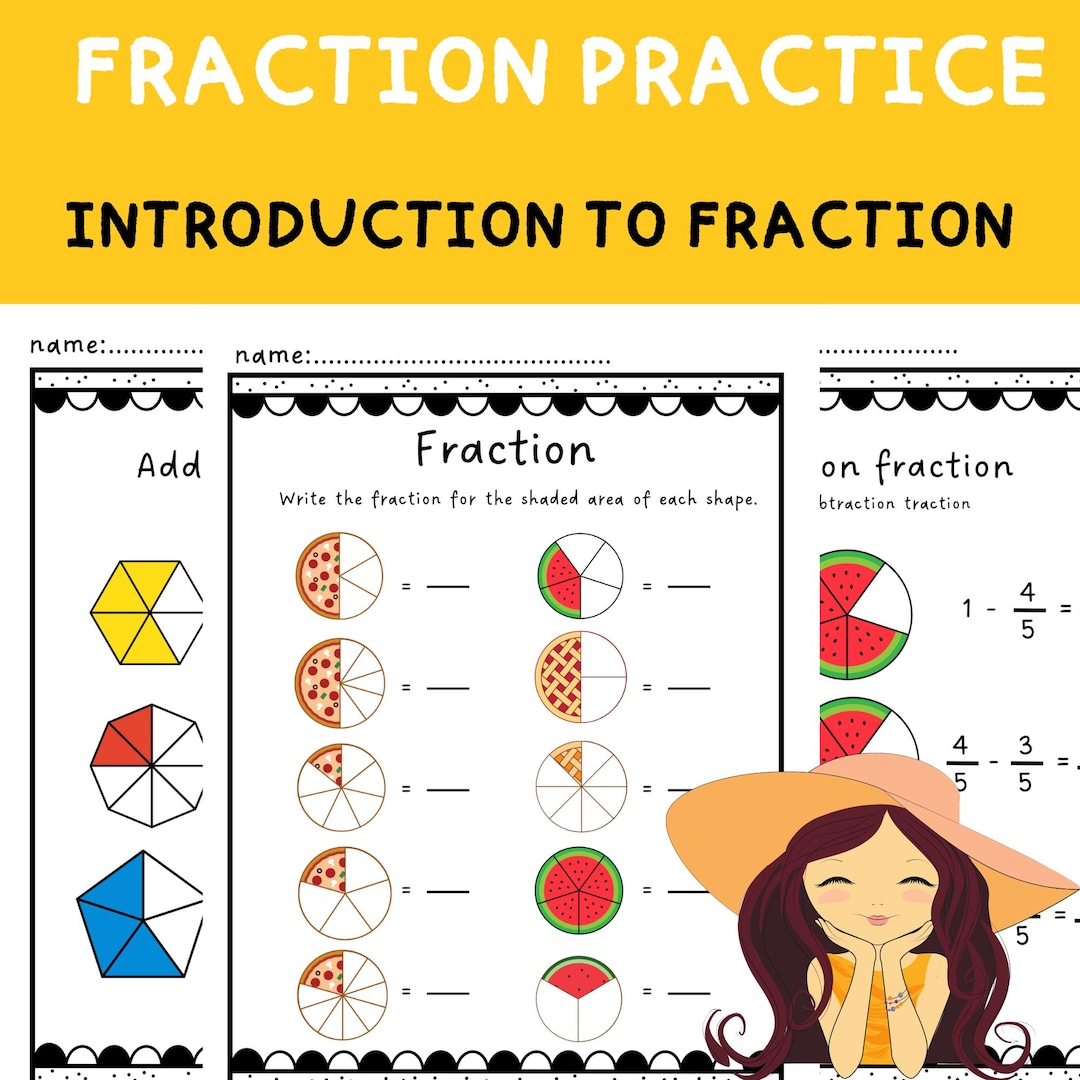Introduction to Fractions First Grade Worksheets - Etsy