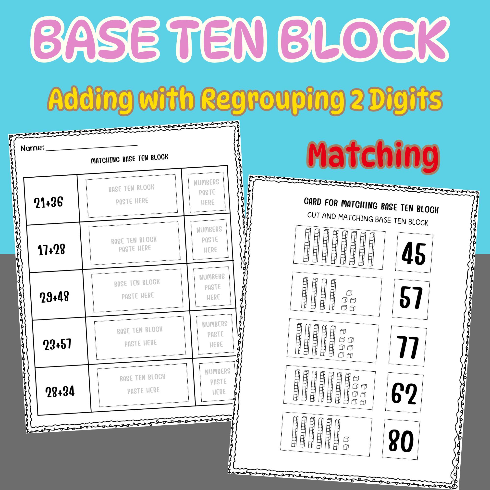 Place Value Adding With Regrouping 2 Digits Tens and Ones Base Ten ...