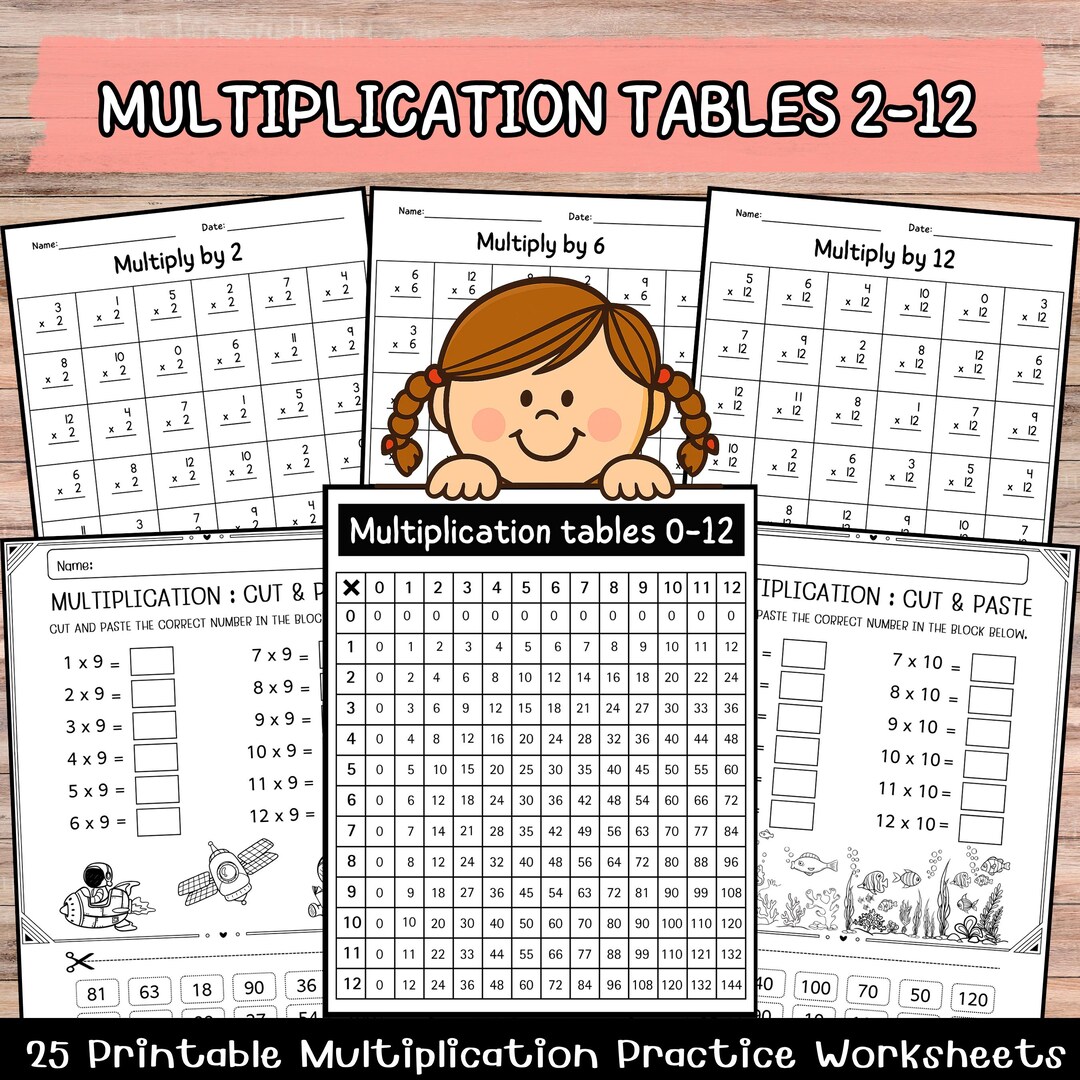 Multiplication Tables 1–12 Practice Pack – Cut & Paste Activities ...