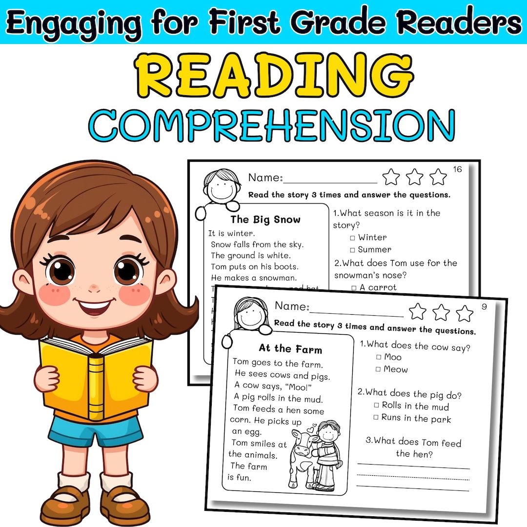 1st Grade Reading Comprehension Worksheets | 20 Decodable Passages With ...