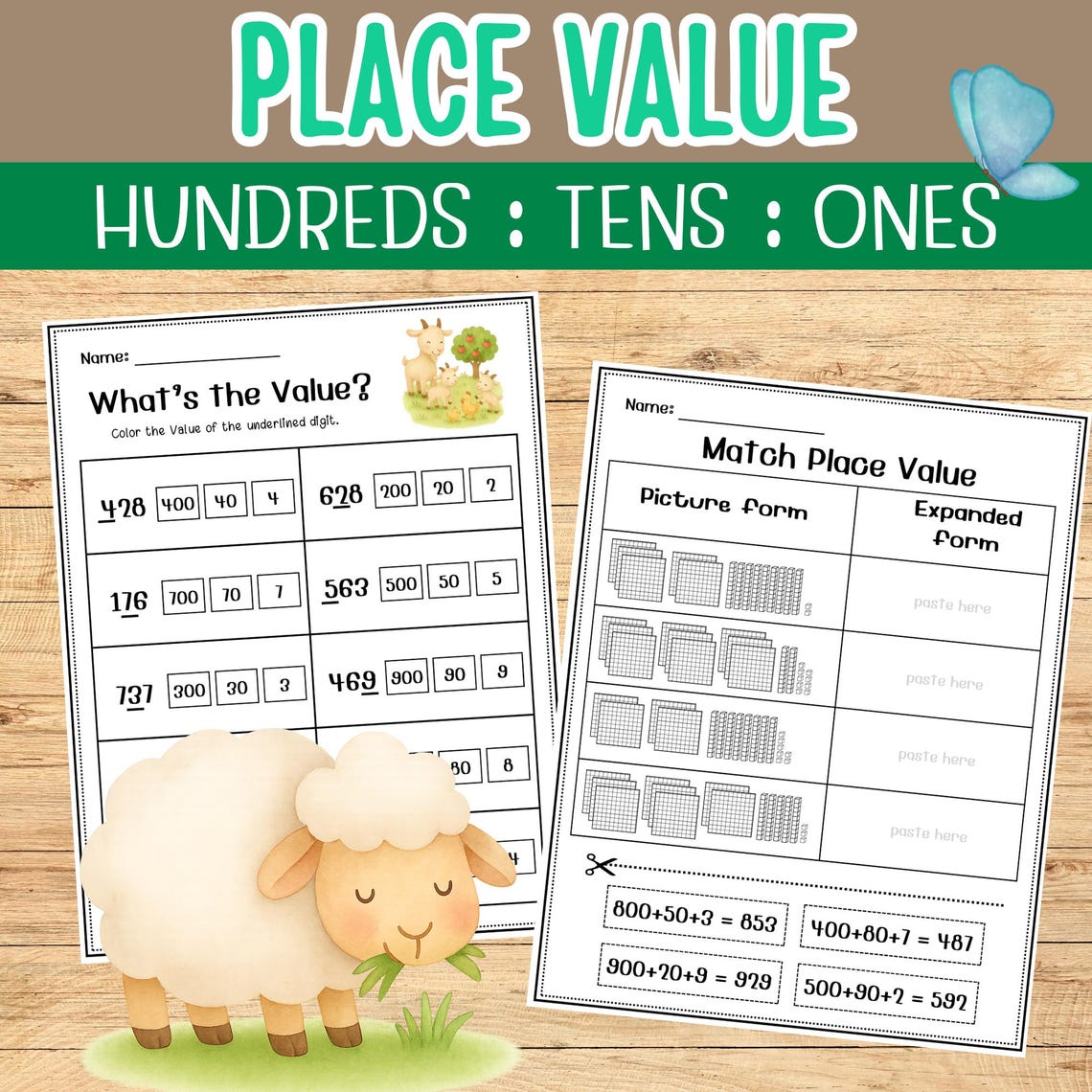 Place Value Fun – Hundreds, Tens, and Ones | Farm Theme | Worksheets - Etsy