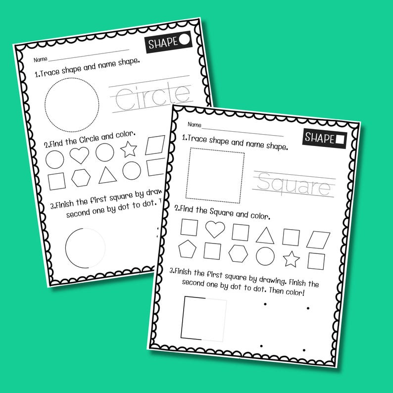 2D Shapes No Prep Worksheets | Shape Recognition, Tracing & Matching ...