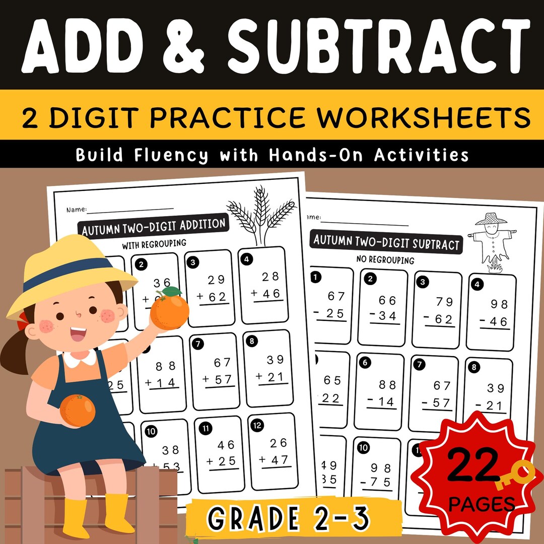 Autumn 2-digit Addition and Subtraction Worksheets | With & Without ...