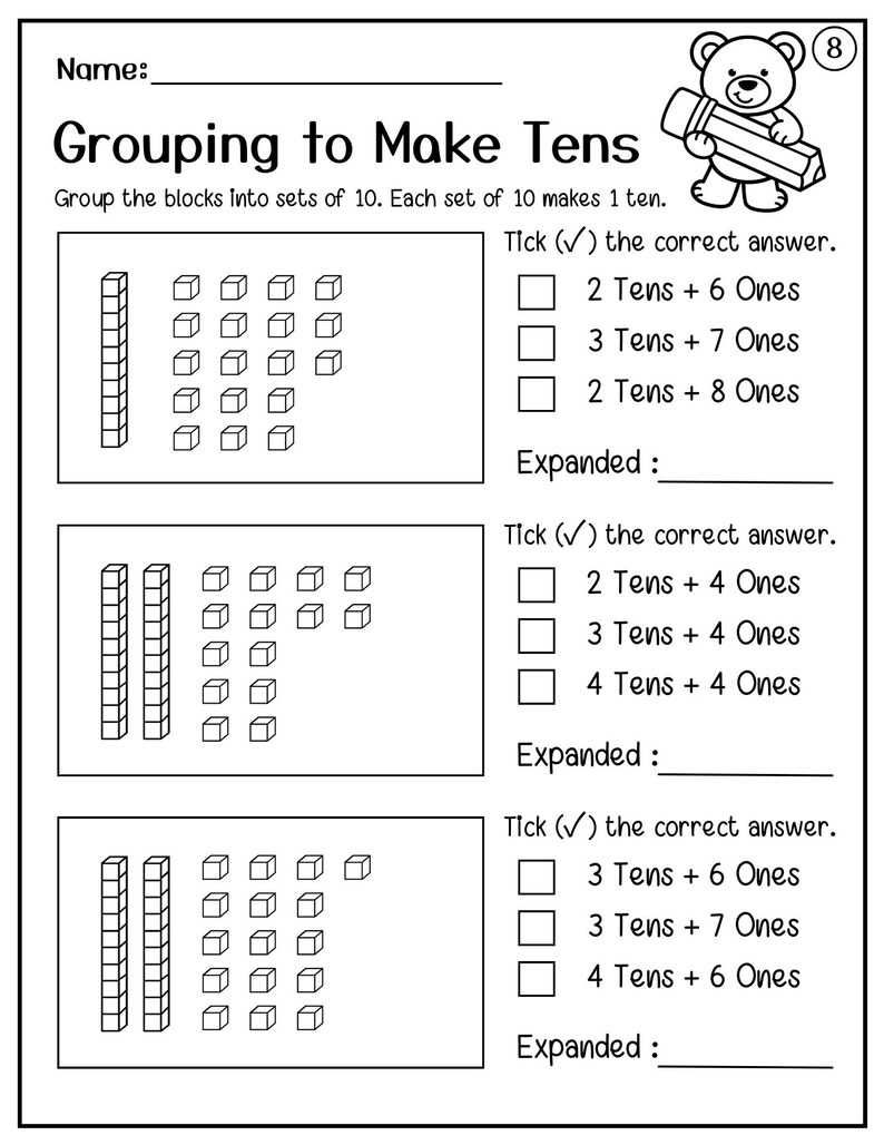 Place Value First Grade Worksheets and Puzzles – Tens and Ones ...