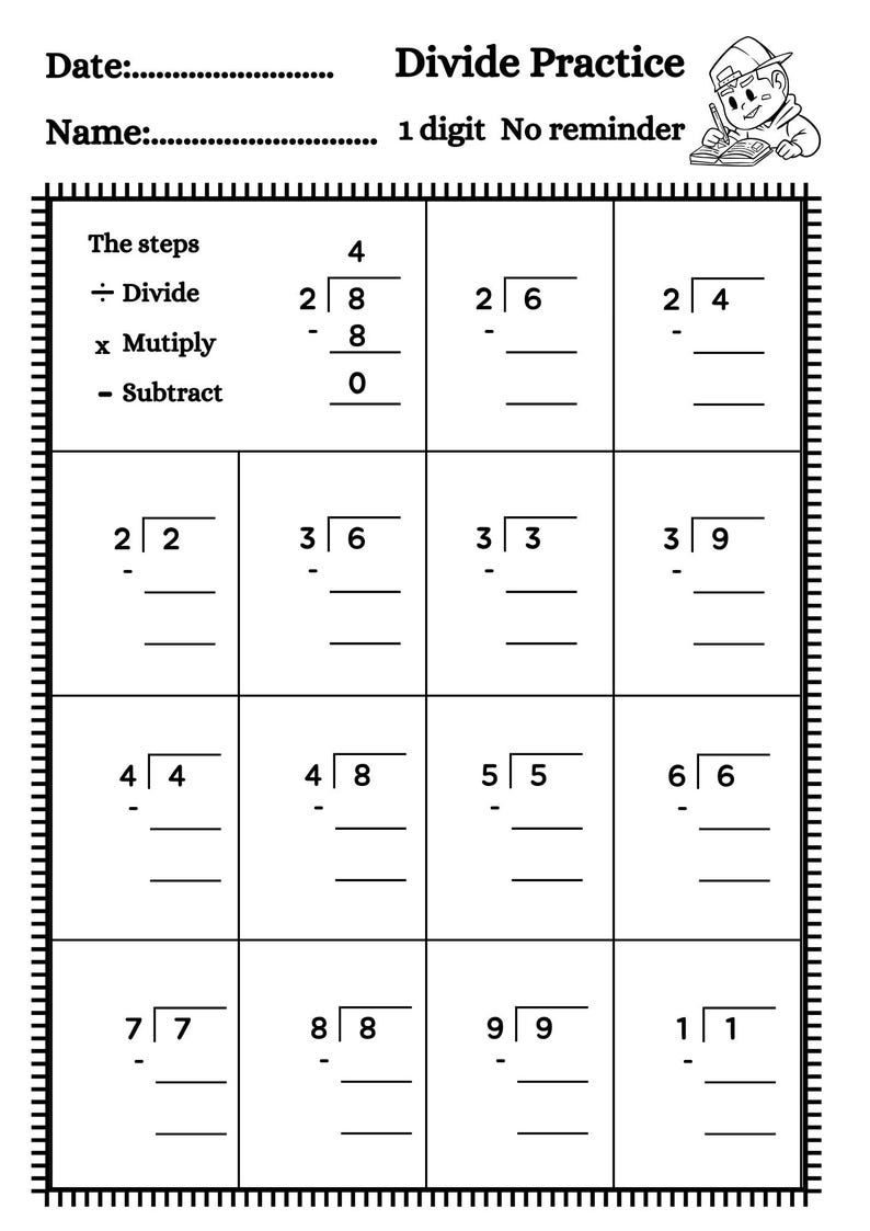3rd Grade Division Facts Practice Worksheets - Etsy