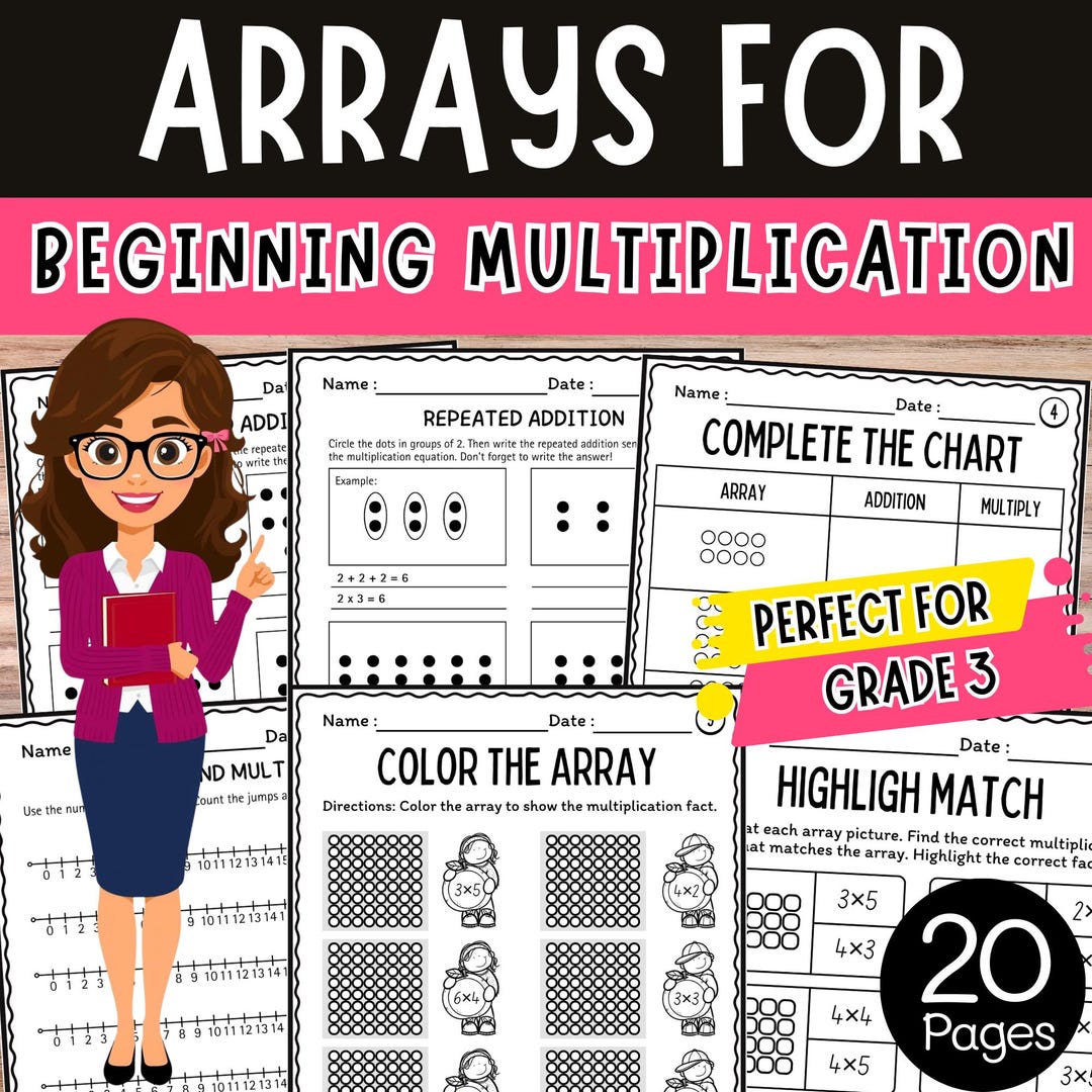 Arrays for Beginning Multiplication Worksheets | Grade 3 Math - Etsy
