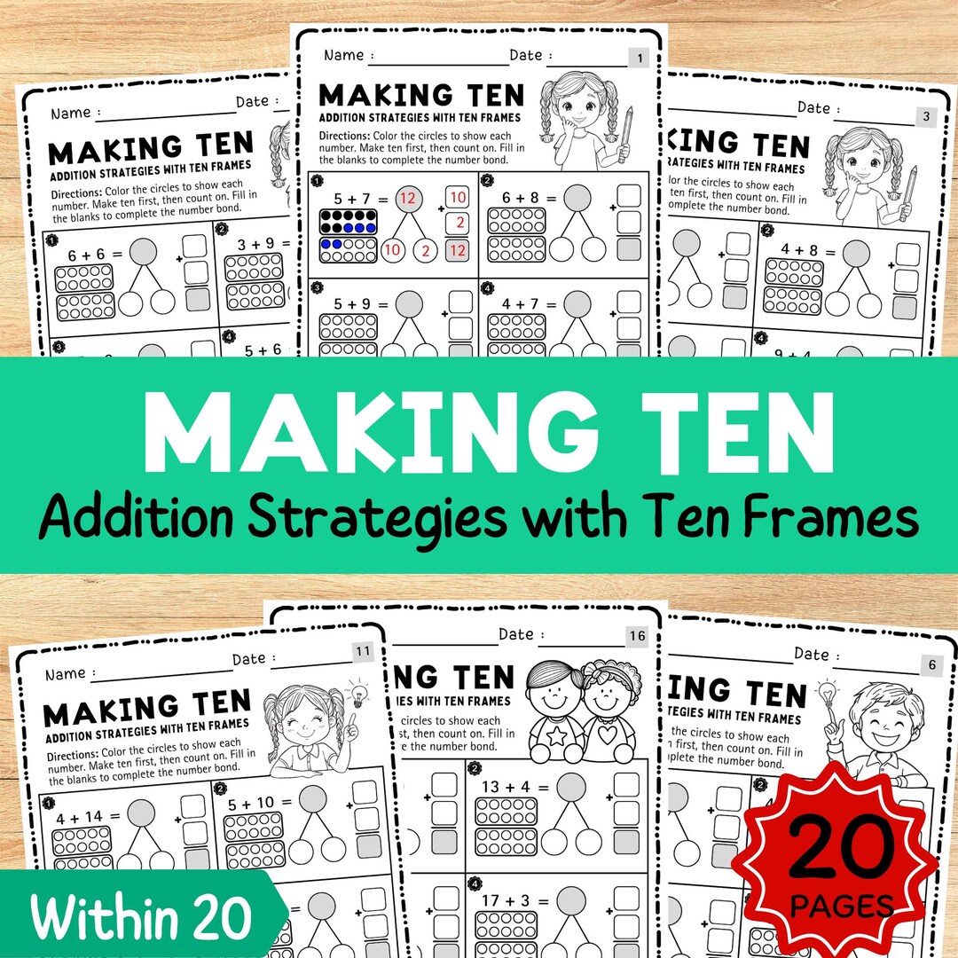 Making Ten Addition Worksheets: Ten Frames, Number Bonds - Etsy