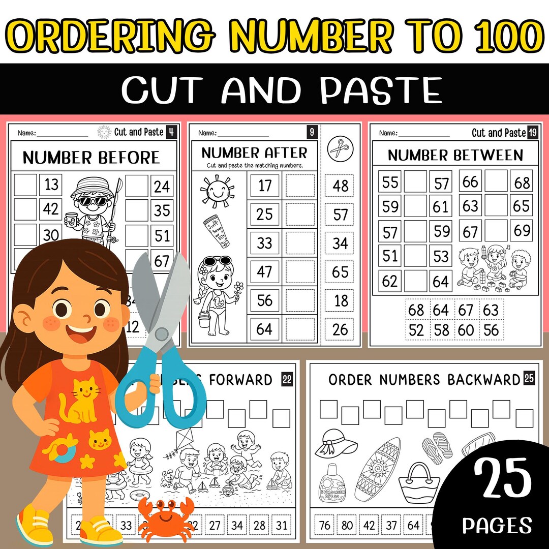 Ordering Numbers to 100 | Cut and Paste Activity | Spring Themed - Etsy