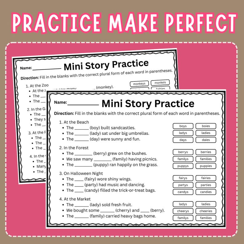 Plurals With Y Worksheets | Anchor Chart, Activities & Mini Story ...