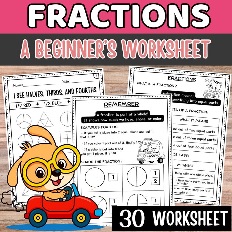 Fractions Workbook: 3rd-4th Grade Math Practice (PDF Download) - Etsy